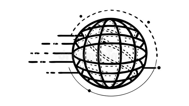 Globe with Speed Lines. Fast Global Connectivity. Dynamic World, Vector ...