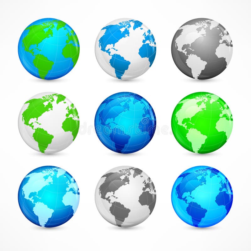 Globe Sphere Earth Set. Vector Illustration. Stock Vector ...