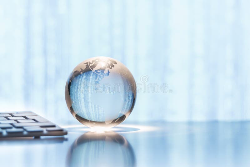 Globe Sphere Front the Screen Stock Photo - Image of computer ...