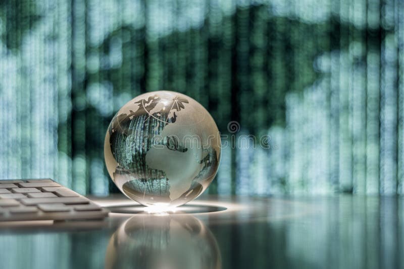 Globe Sphere Front the Screen Stock Photo - Image of computer ...
