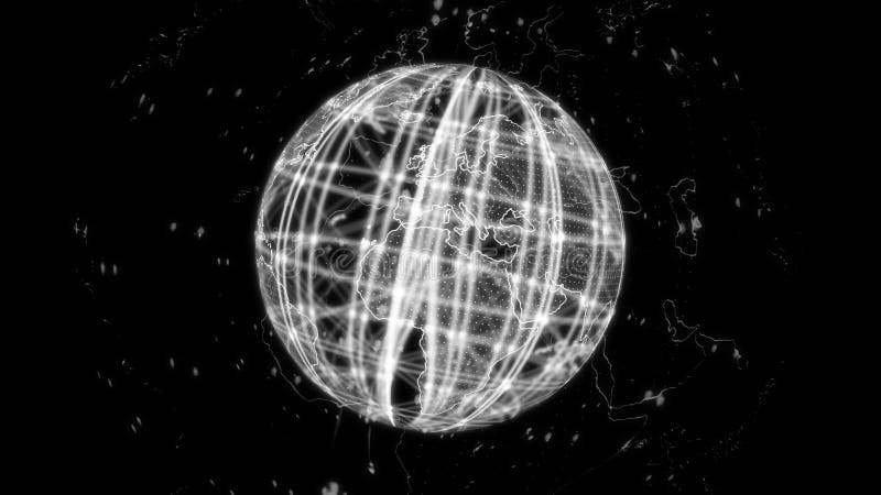 The Globe Spinning on Satellite View on Dark Background. Turning Earth ...