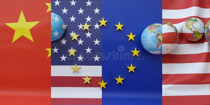 Globe Split in China & EU Flag Symbolizes Economic Ties, Competition in ...