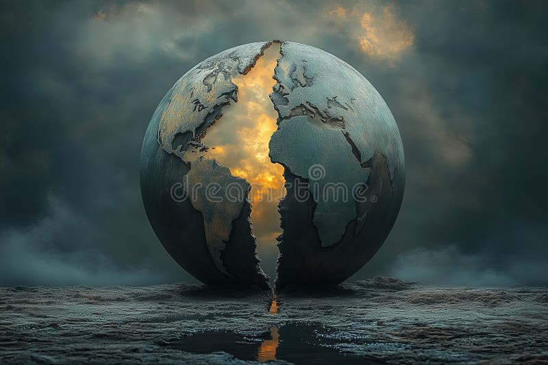 A Globe Split in Two Shows a Glowing Core, Symbolizing Isolation and ...