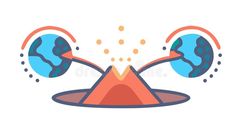 Globe Splitting To Reveal Volcano, Earth Changes and Crisis, Vector ...