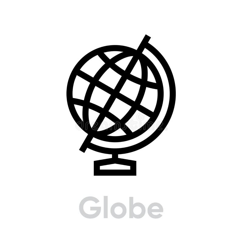 Globe on a Stand Icon. Editable Line Vector. Simple Isolated Single ...