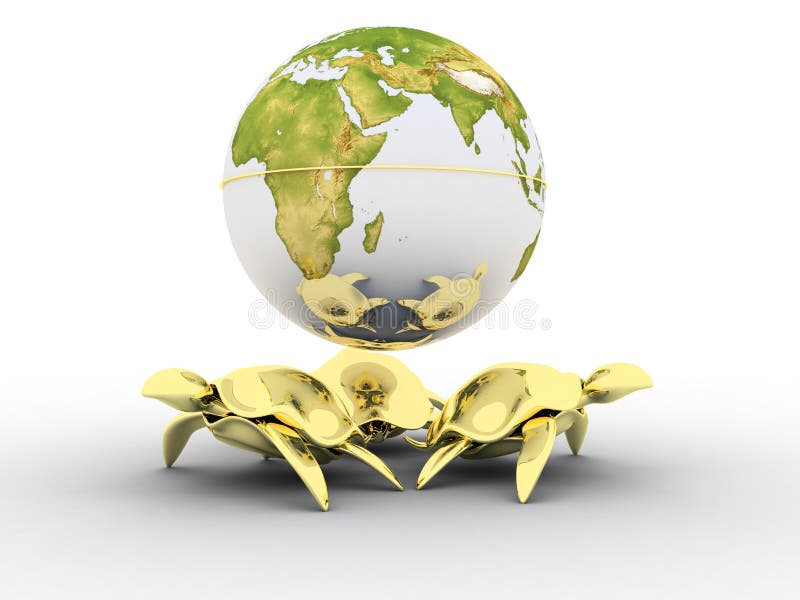 Globe standing on turtles stock illustration. Illustration of school ...