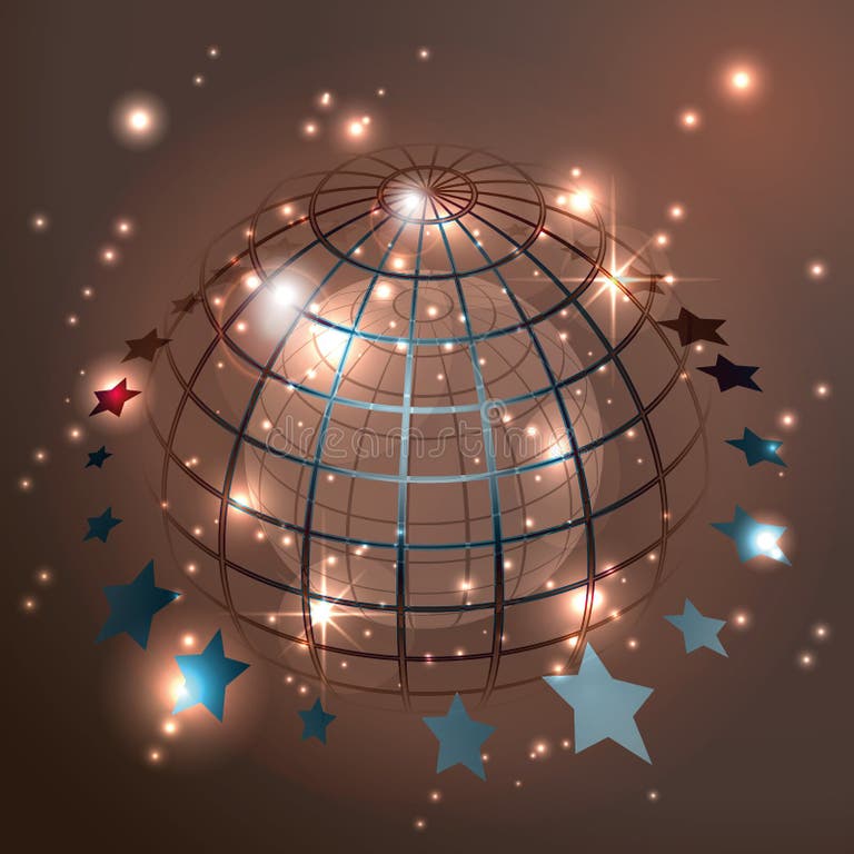 Globe with Stars, Abstract Vector Stock Vector - Illustration of design ...