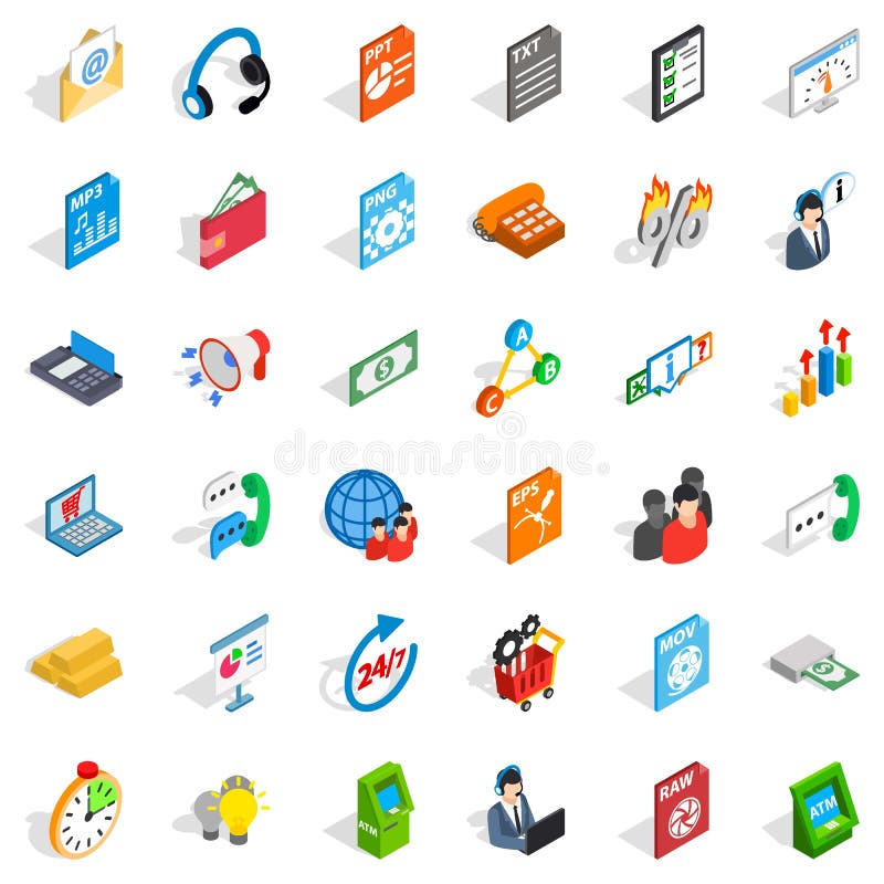 Globe Statistics Icons Set, Isometric Style Stock Vector - Illustration ...