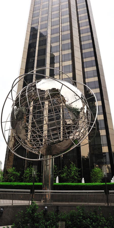 Globe Structure At Columbus Circle With Cityscape Stock Photo - Image ...