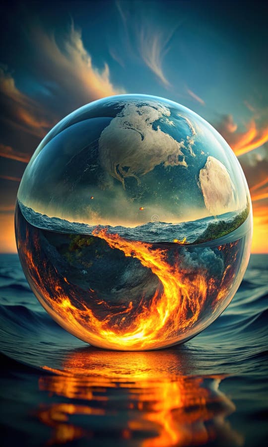 Globe Submerged in a Transparent Lava Wave Stock Illustration ...