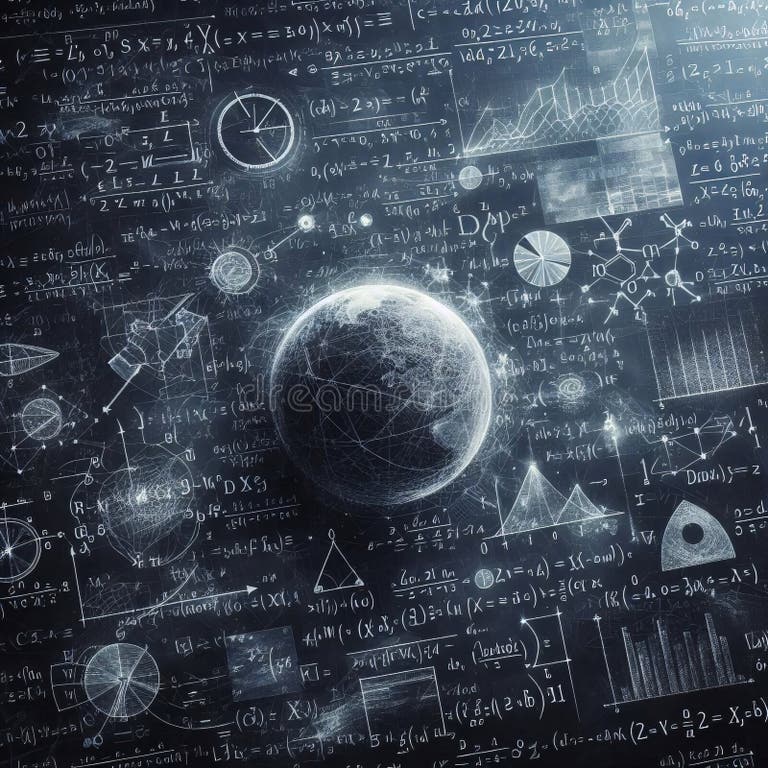 A Globe Surrounded by Complex Mathematical Equations, Graphs, and ...