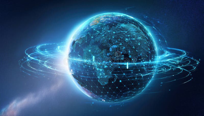 Globe Surrounded by a Complex Network of Lines Illustrating Global ...