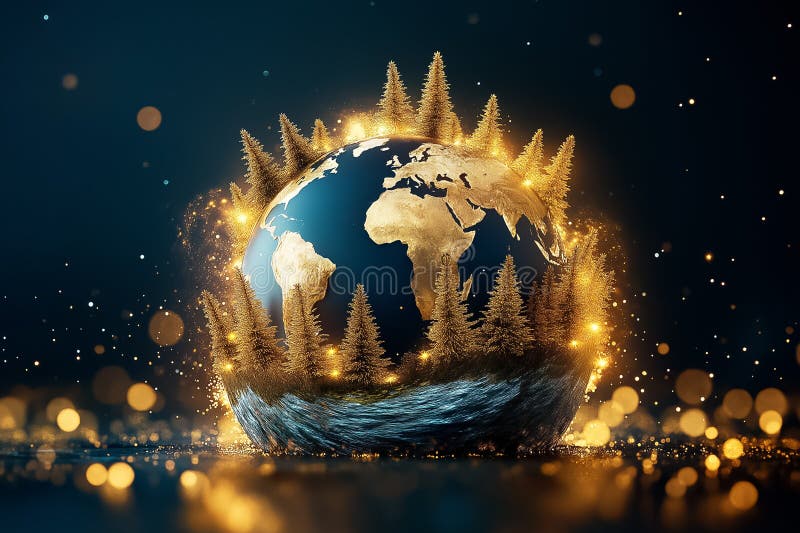 Globe Surrounded Greenery Symbolizes Environmental Sustainability ...