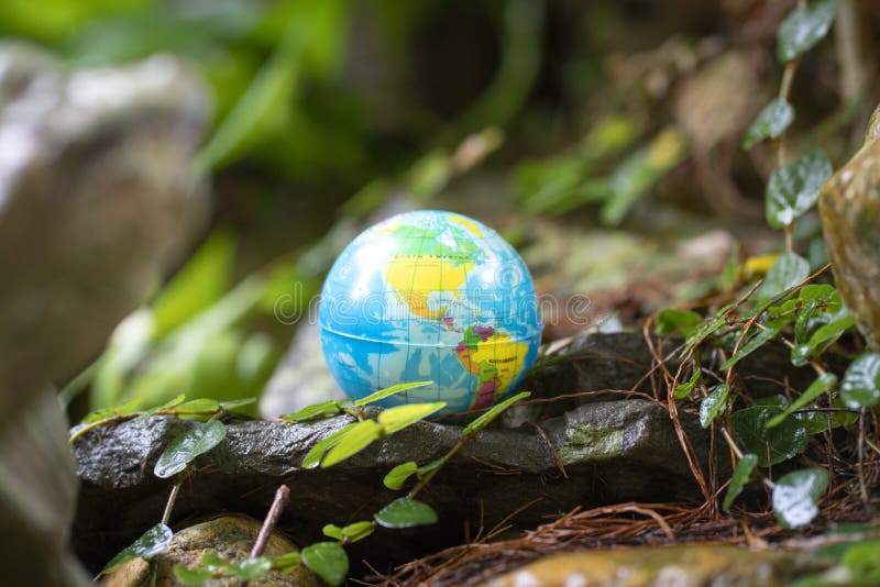 Globe Surrounded by Green Foliage Nature Stock Photo - Image of global ...