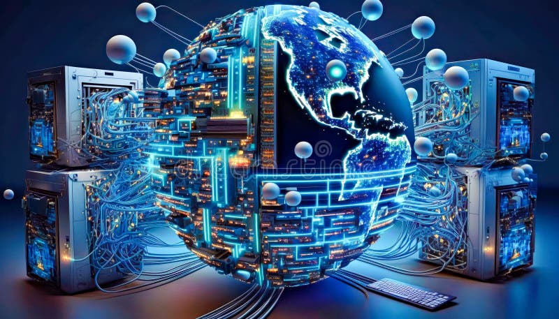 Globe Surrounded by Many Electronic Devices Generative AI Stock ...