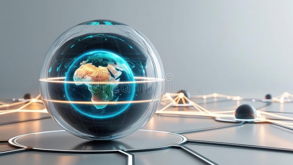 Globe Surrounded by a Network of Connected Wires Representing Advanced ...
