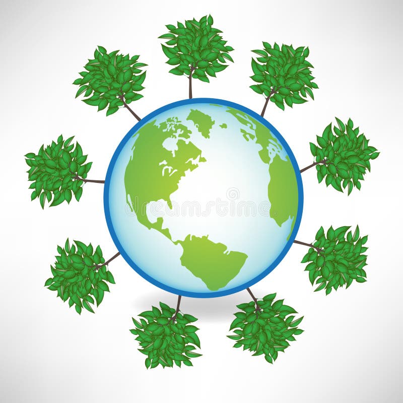 Globe surrounded by trees stock vector. Illustration of climate - 22342215