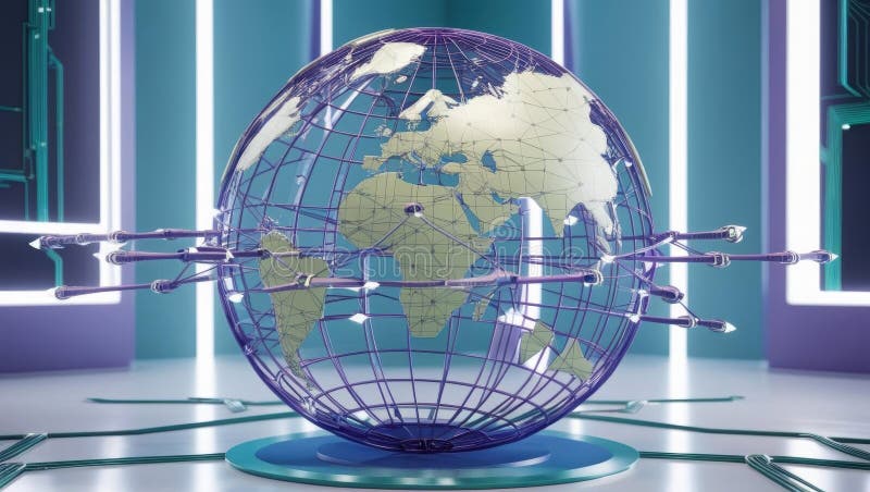 Globe Surrounded by Wires and Cables Illustrating the Complexity of ...