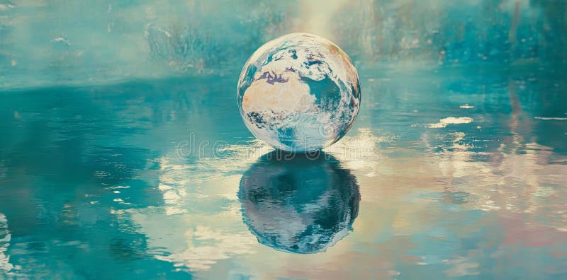 A Globe Suspended in Water Represents the Idea of a Sustainable Future ...