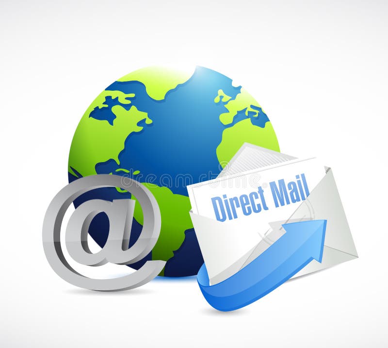 Globe at Symbol and Direct Mail Stock Illustration - Illustration of ...
