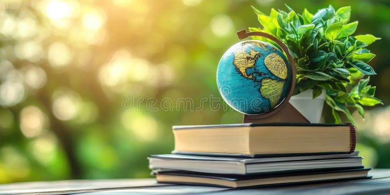A Globe, a Symbol of Exploration and Discovery, Rests Atop a Stack of ...