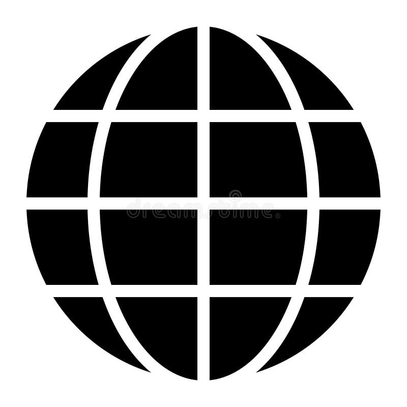 Globe Symbol Icon with Orbit and Satellite - White Simple, Isolated ...