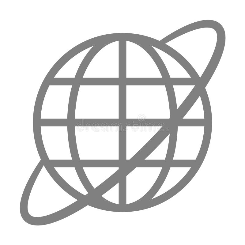 Globe Symbol Icon with Orbit - Gray Simple, Isolated - Vector Stock ...
