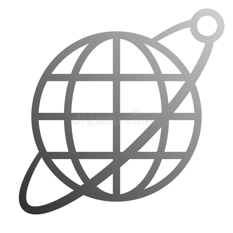 Globe Symbol Icon with Orbit and Satellite - Gray Gradient, Isolated ...