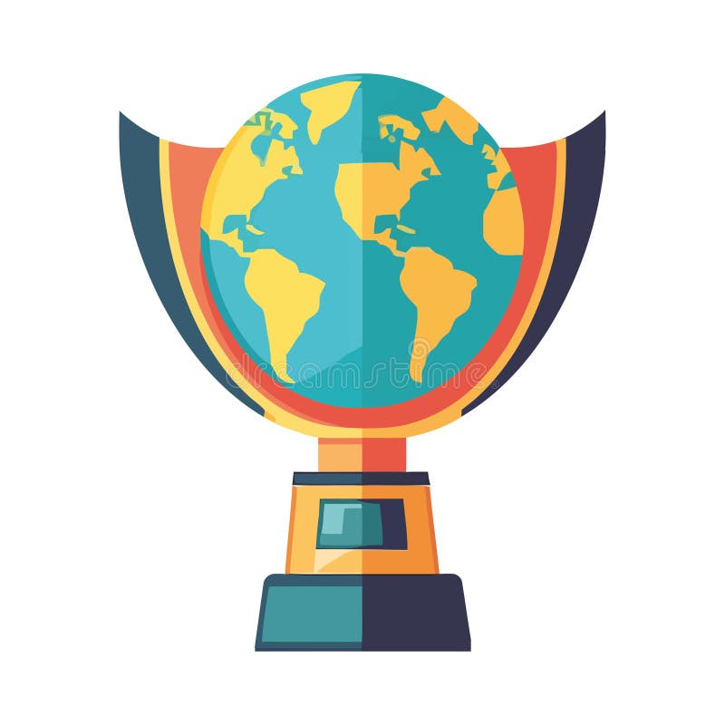 Globe Symbolizes Global Education Success Trophy Stock Vector ...