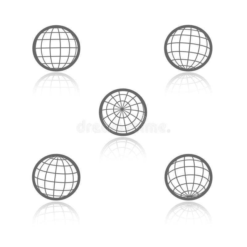 Globe Symbols with Shadow - Icons of World Stock Vector - Illustration ...