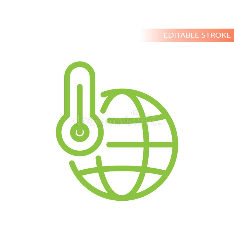 Globe and Thermometer Line Vector Icon Stock Vector - Illustration of ...