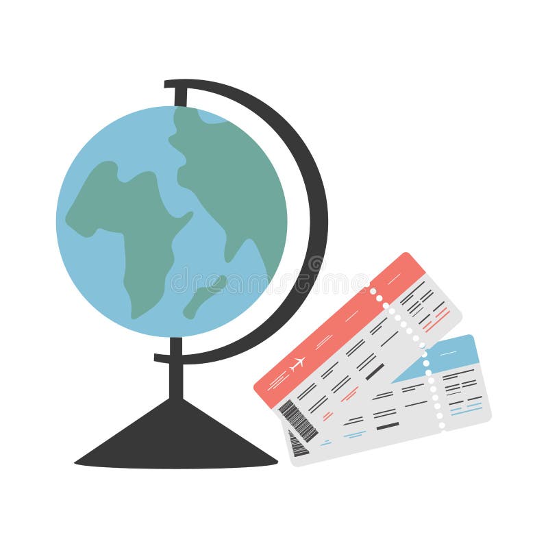 Globe and Tickets on a White Background for Use in the Clipart Stock ...