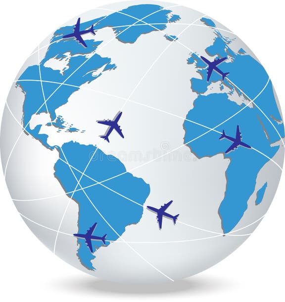 Globe with Trading Paths and Points Stock Illustration - Illustration ...