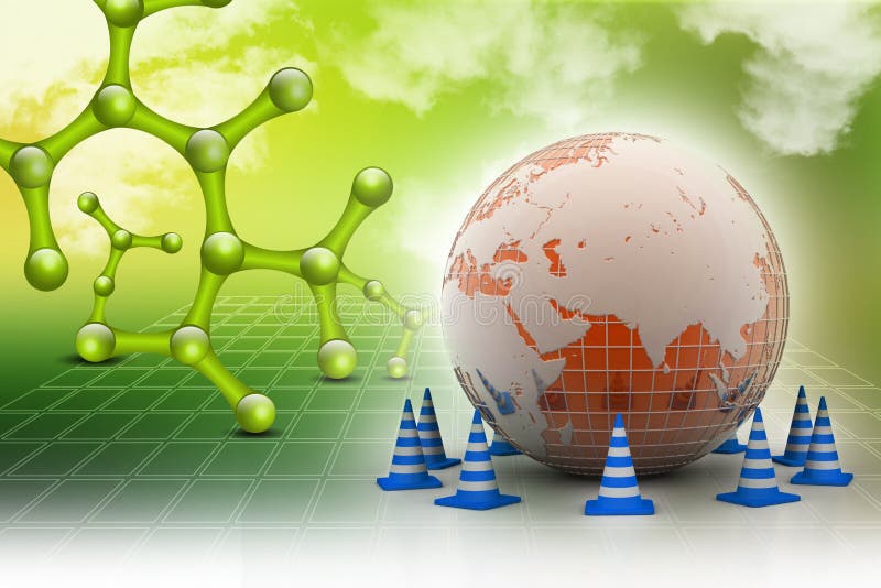 Globe and traffic cone stock illustration. Illustration of ...