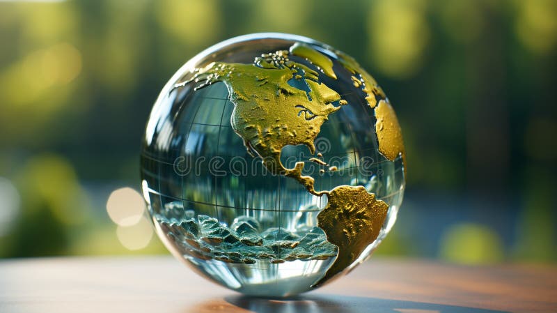 Globe Transparent Model on Blurred Background. Generative AI Stock ...
