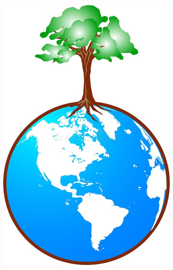 Globe with tree stock vector. Illustration of warming - 8018448
