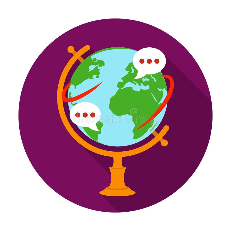 Globe of Various Languages Icon in Flat Style Isolated on White ...