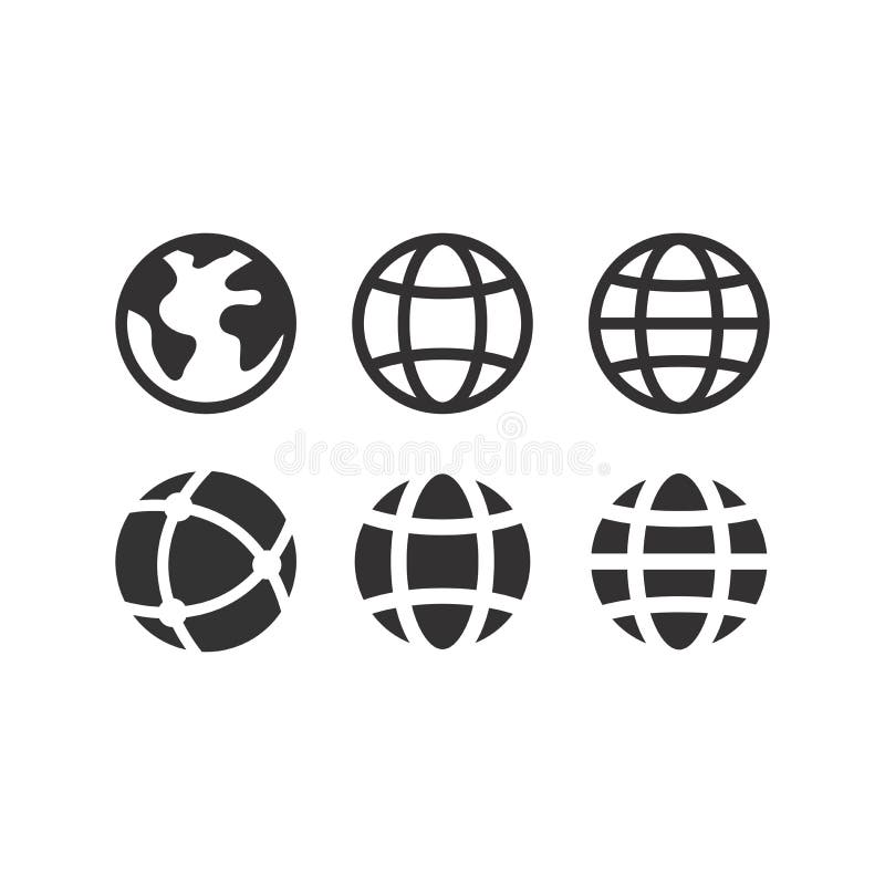Globe web vector icon set stock vector. Illustration of earth - 210602500