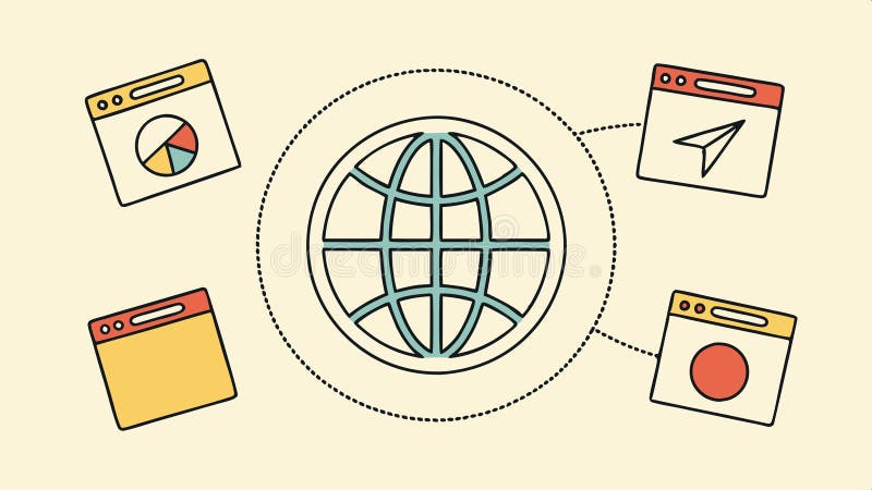 Globe and Website Icons, Internet and Global Network Themes Vector ...