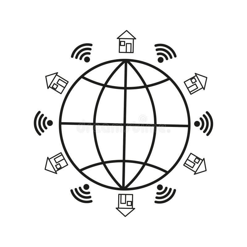 Globe Wifi Icon. Internet Earth Coverage Symbol. Vector Illustration ...