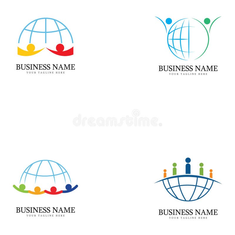 Globe World Community People Logo Illustration Design Template Stock ...