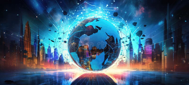Globe World Earth Map Planet City, Ai Stock Illustration - Illustration ...