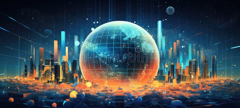Globe World Earth Map Planet City, Ai Stock Illustration - Illustration ...