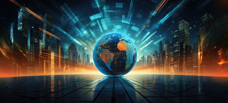Globe World Earth Map Planet City, Ai Stock Illustration - Illustration ...