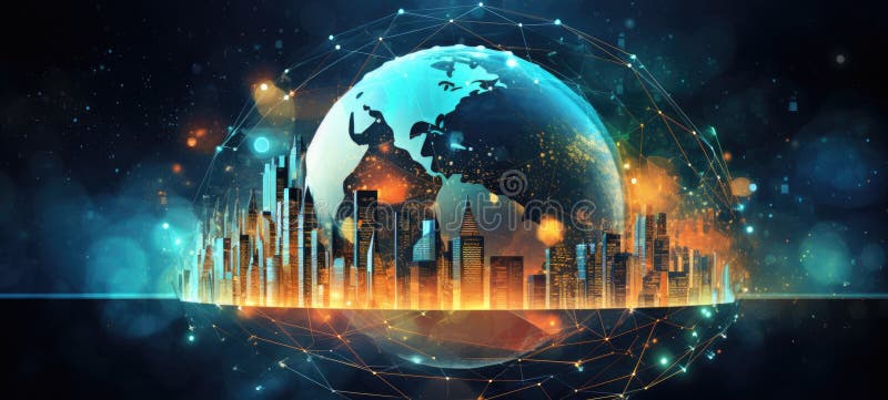 Globe World Earth Map Planet City, Ai Stock Illustration - Illustration ...
