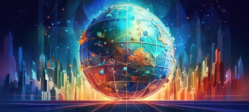 Globe World Earth Map Planet City, Ai Stock Illustration - Illustration ...