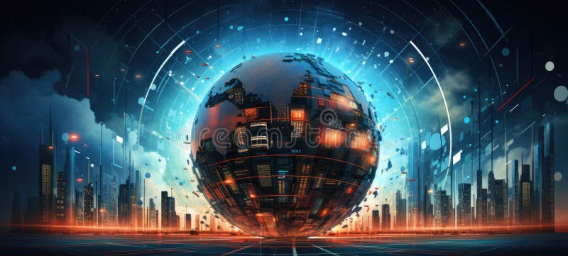 Globe World Earth Map Planet City, Ai Stock Illustration - Illustration ...