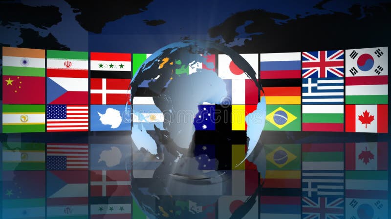 Earth Globe with World Flags Stock Footage - Video of communication ...