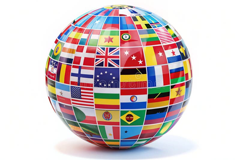 Globe with World Flags Representing Global Unity and Culture Stock ...