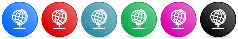 Globe, World, Global, Map, Earth Vector Icons, Set of Circle Gradient ...